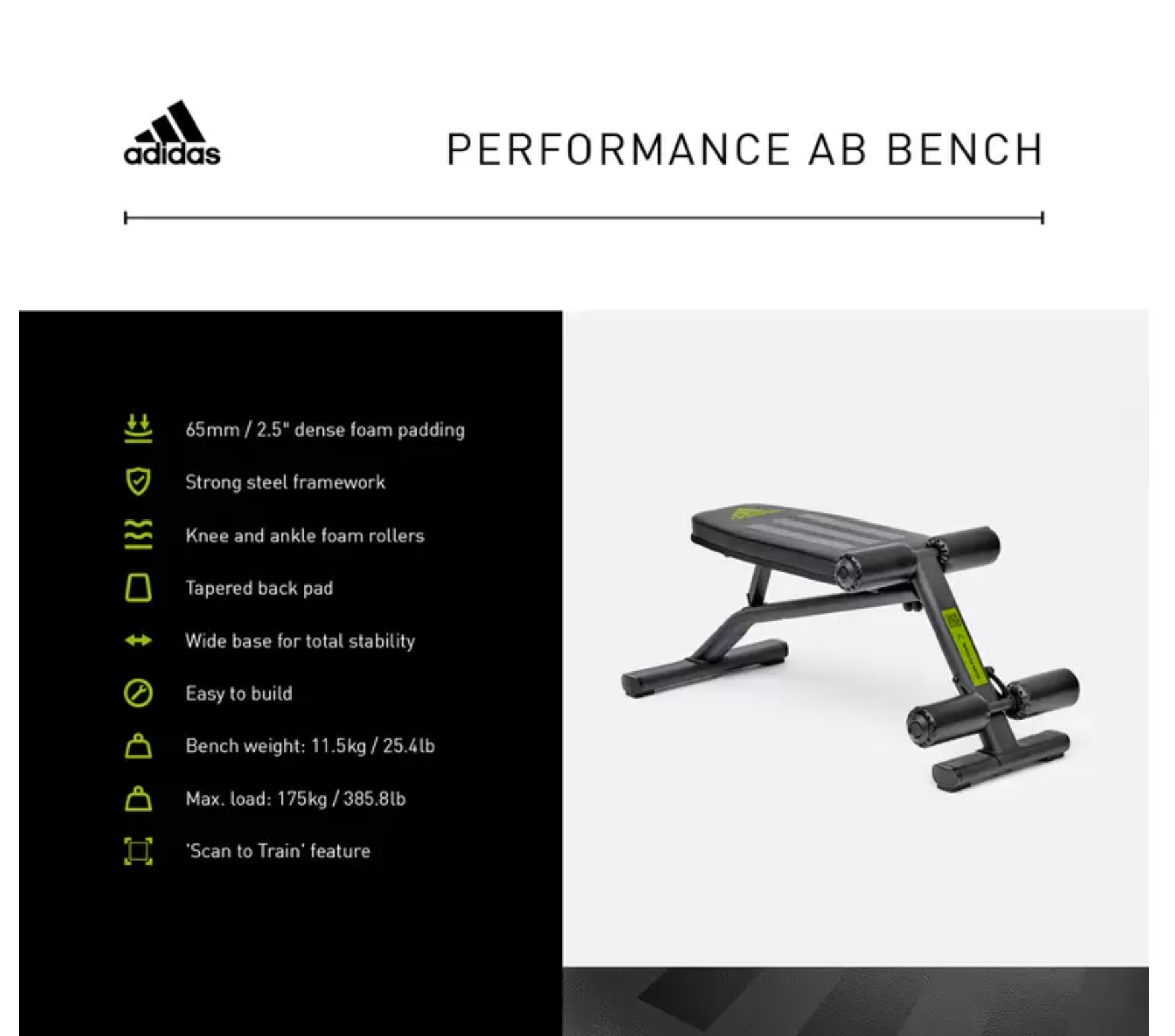 Adidas Performance Adjustable Ab Bench - FAVROS.CO.UK