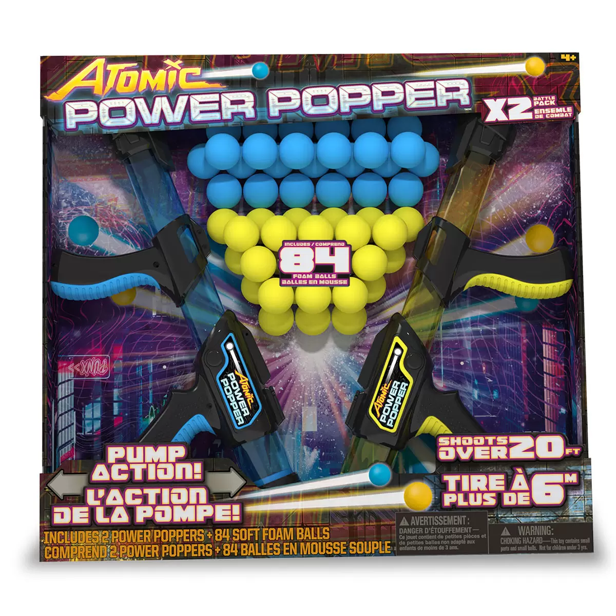 Atomic Power Popper 2 Blaster Battle Pack With 84 Foam Balls - FAVROS.CO.UK