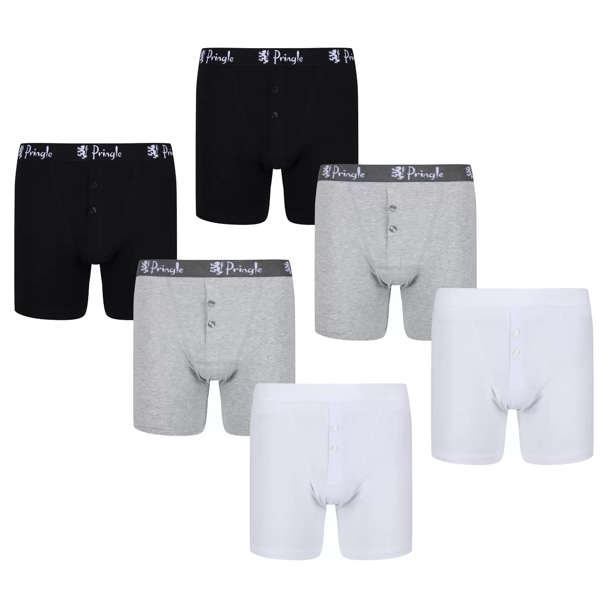 Pringle William Men Button Boxer Shorts in Assorted Colours 2 x 3 pack ...